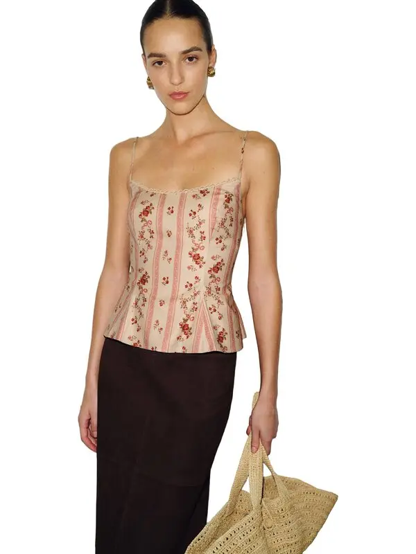 REFORMATION Genevieve Lace Top - Pink