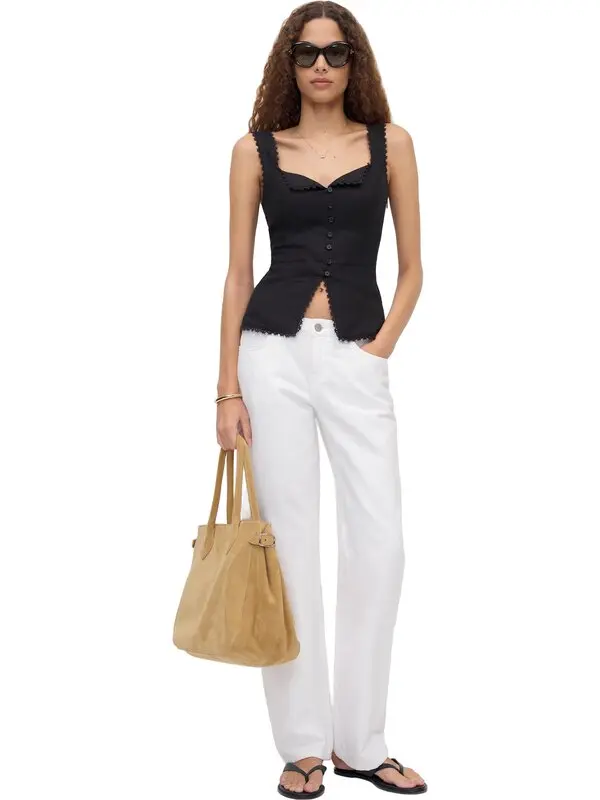 REFORMATION Viola Linen Top - Black