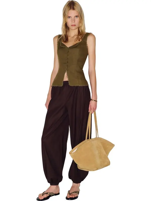 REFORMATION Viola Linen Top - Green