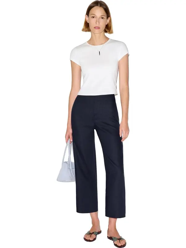 REFORMATION Joni Linen Cropped Pant - Blue