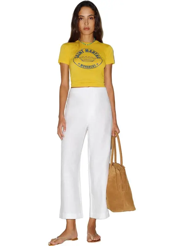 REFORMATION Joni Linen Cropped Pant - Ivory