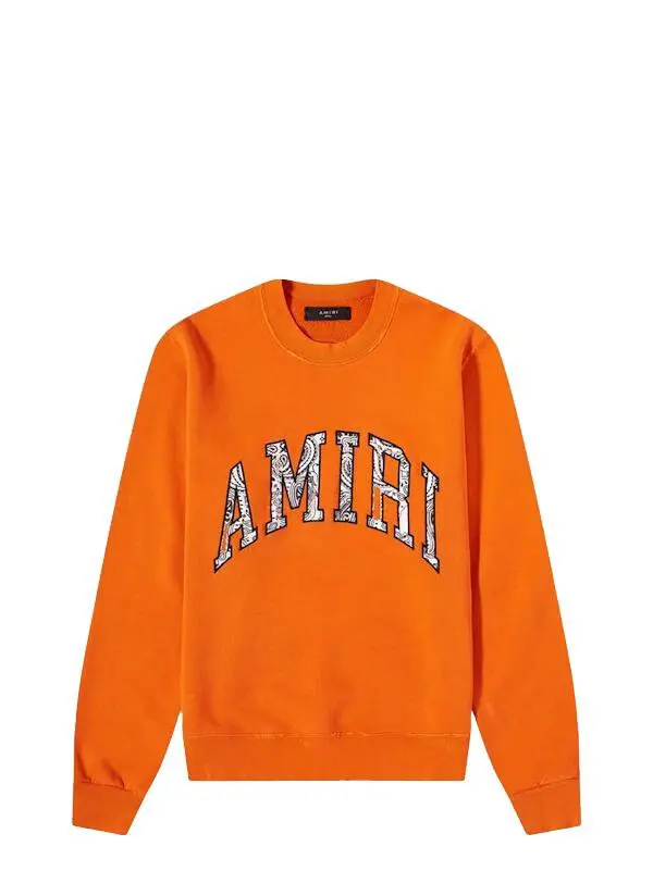 Amiri Bandana Applique Logo Crewneck Sweatshirt - Orange/white