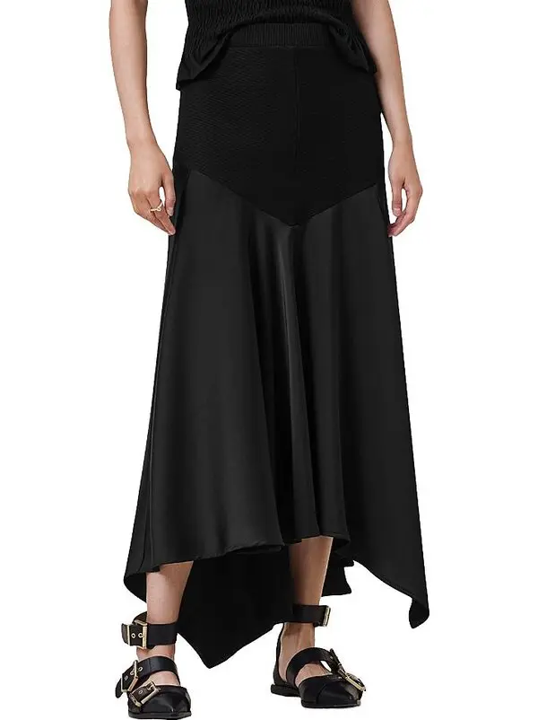ALLSAINTS Pia Satin Midi Skirt - Black