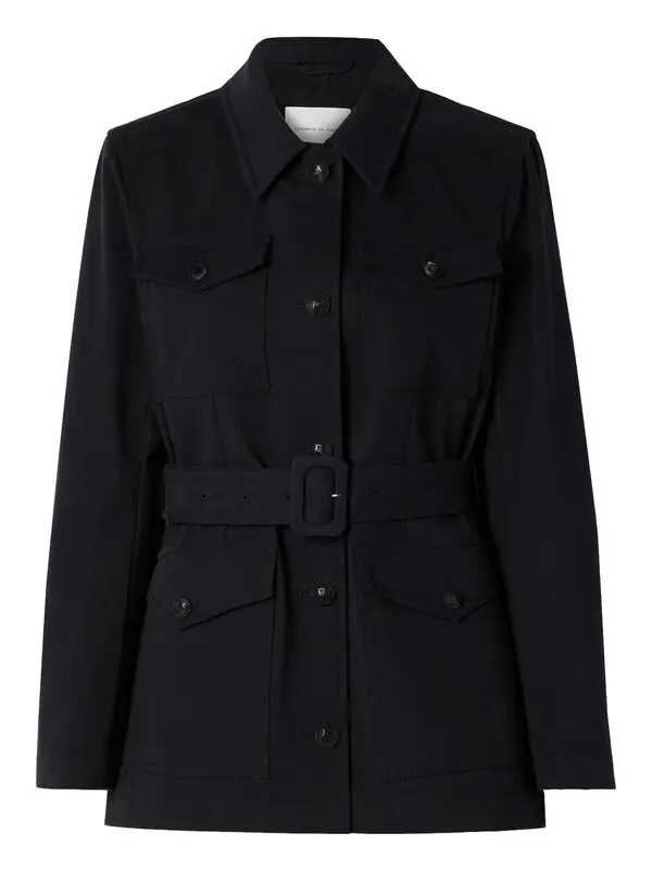 Veronica De Piante Amelia Belted Cotton-blend Jacket - Blue