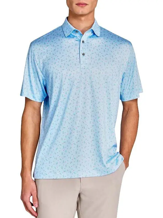 CON.STRUCT Regular Fit Scattered Golf Ball & Cactus Recycled Performance Golf Polo - Lt Blue