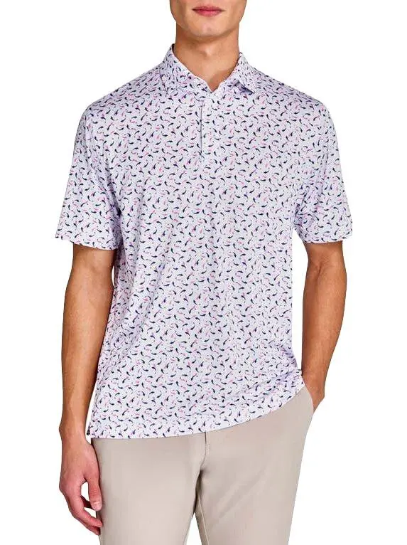 CON.STRUCT Regular Fit Koi Fish Recycled Performance Golf Polo - White
