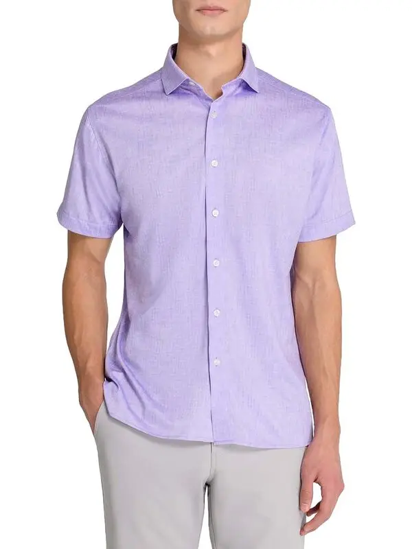 CON.STRUCT Regular Fit Chambray Recycled Performance Golf Button-down Shirt - Lilac