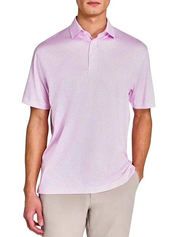 CON.STRUCT Regular Fit Flower Chain Recycled Performance Golf Polo - Blue/pink