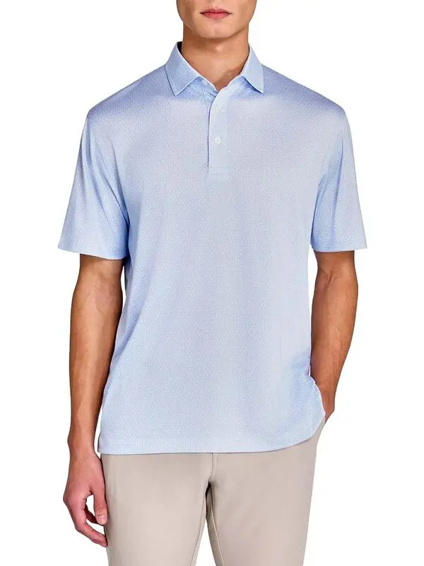 CON.STRUCT Regular Fit Flower Chain Recycled Performance Golf Polo - White/blue