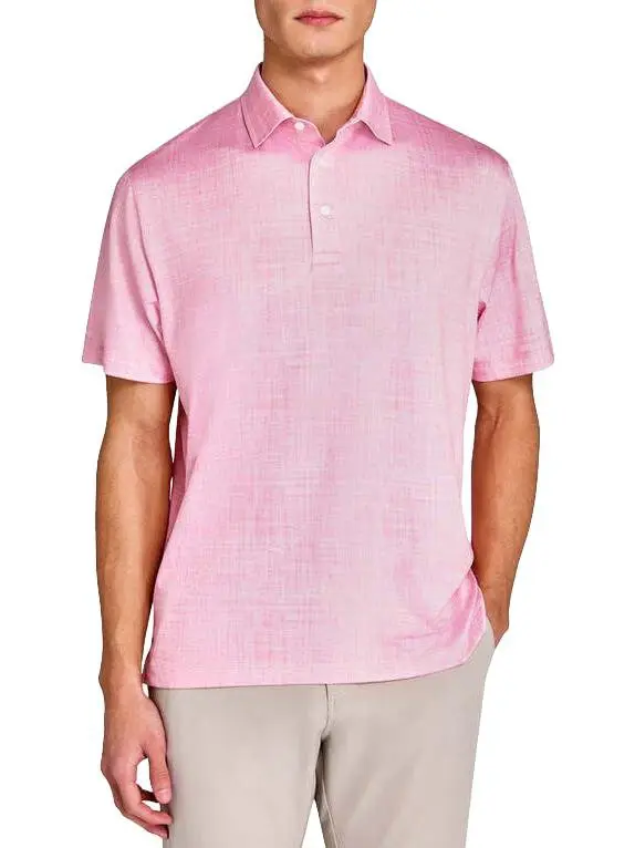 CON.STRUCT Regular Fit Chambray Recycled Performance Golf Polo - Coral