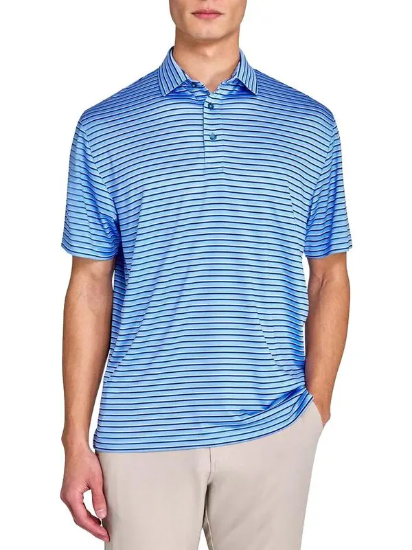 CON.STRUCT Regular Fit Stripes Recycled Performance Golf Polo - Lt Blue
