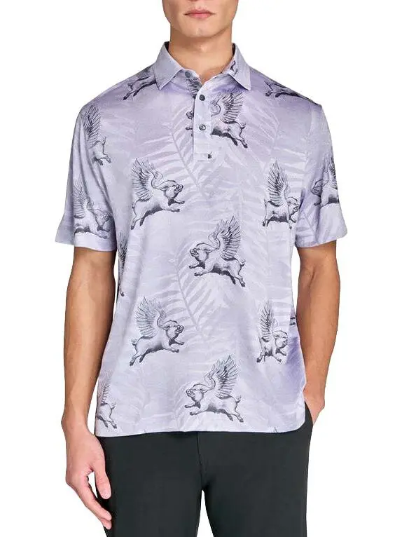 CON.STRUCT Regular Fit Flying Pigs Recycled Performance Golf Polo - Grey
