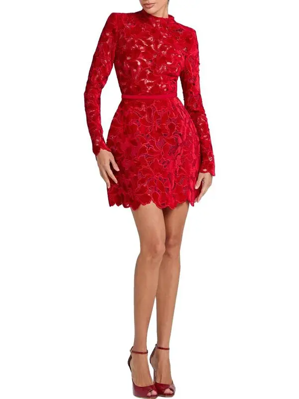 NADINE MERABI Lydia Lace Mini Dress - Red