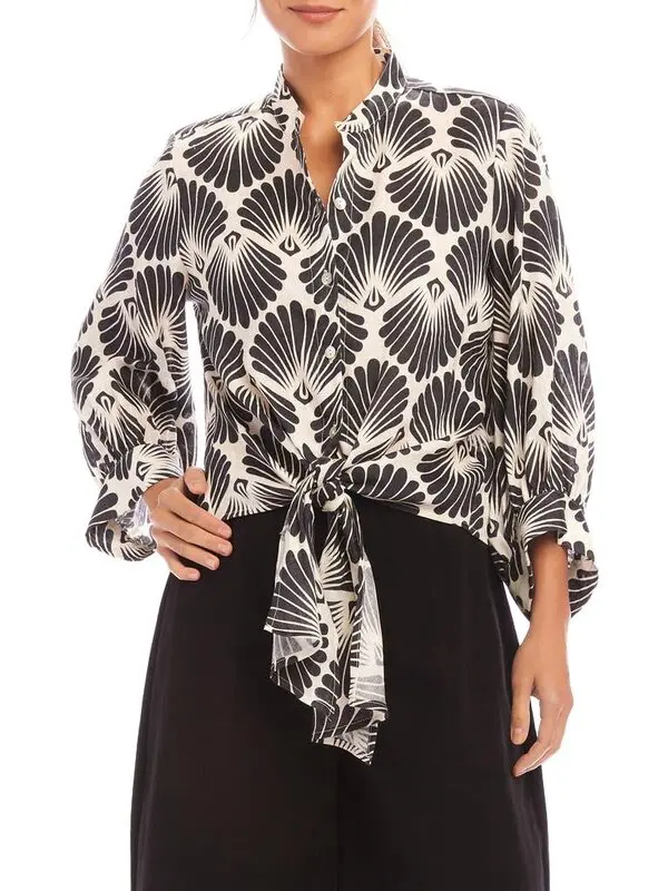 Karen Kane Shell Linen Top - Print