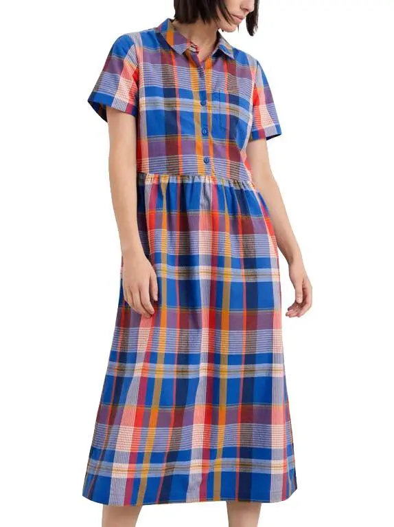 SEASALT CORNWALL Fleet Check Organic Cotton Midi Shirt Dress - Handicraft Multi