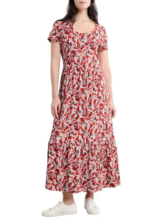 SEASALT CORNWALL Tor View Tiered Maxi Dress - St Eia Campions Tomato