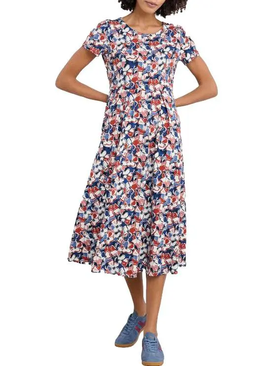 SEASALT CORNWALL Veronica Print Stretch Organic Cotton Midi Dress - Campion Bloom Chalk