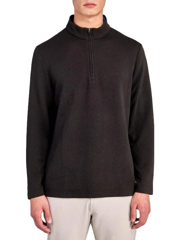 CON.STRUCT Regular Fit Solid Waffle Knit Recycled Performance Quarter Zip - Black