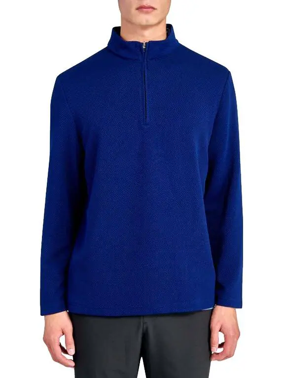 CON.STRUCT Regular Fit Solid Waffle Knit Recycled Performance Quarter Zip - Navy