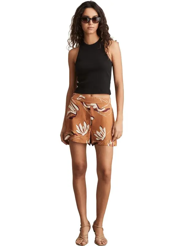 REISS Sammie Printed Twill Shorts - Orange