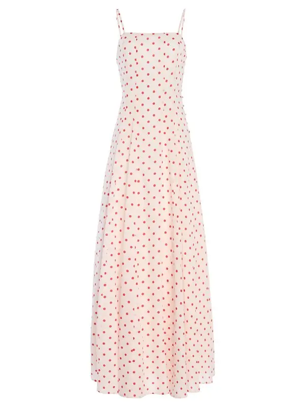 Posse Paloma Polka-dot Cotton Maxi Dress - White