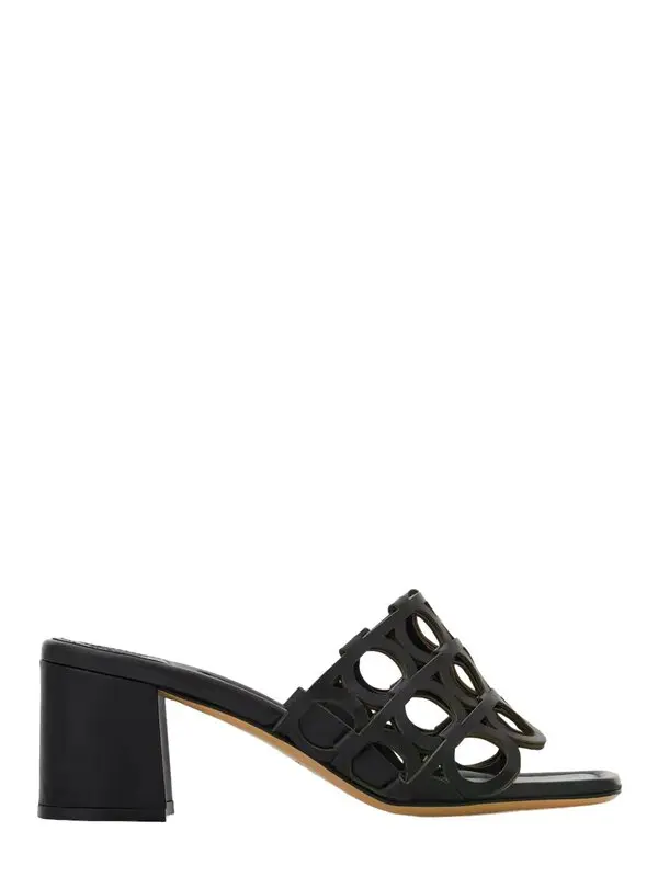 FERRAGAMO Gancini Leather Sandals - Black
