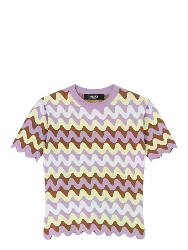 Versace Wave Jacquard Knitted T-shirt - Purple