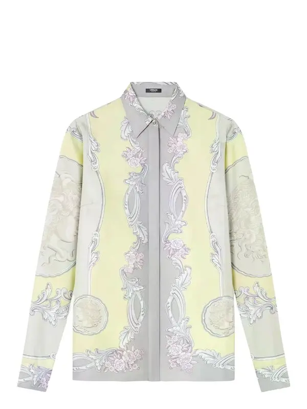 Versace Cameo Print Silk Shirt - Yellow