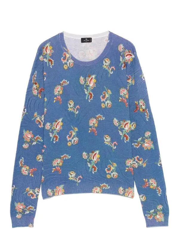 Etro Floral-jacquard Top - Blue