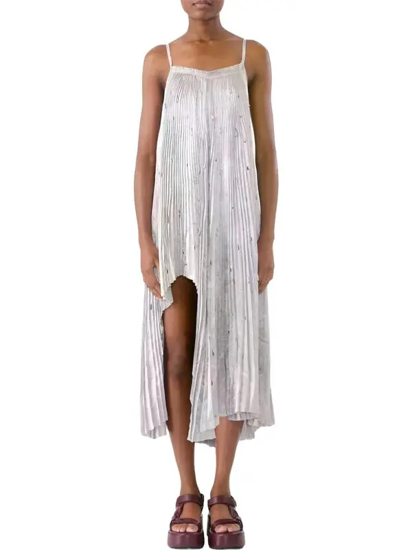 JASON WU Pleated Satin Dress - Grey