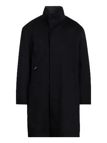 Emporio Armani Single-breasted Coat In Virgin Wool And Polyester - Blue