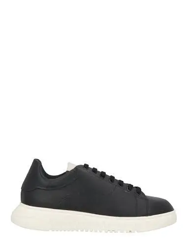 Emporio Armani Calfskin Low-top Sneakers - Black