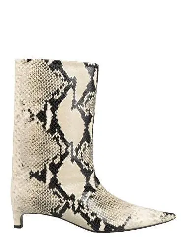 JIL SANDER Leather Snakeskin Ankle Boots - Grey