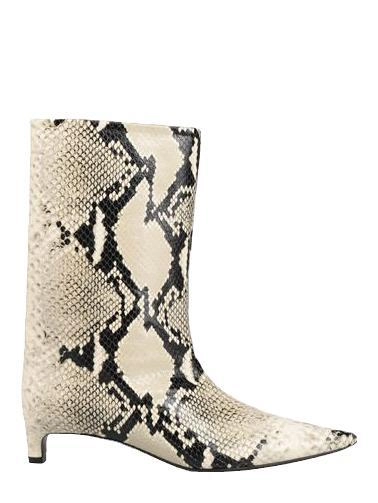 JIL SANDER Leather Snakeskin Ankle Boots - Light Grey