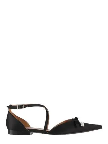 GANNI Ballet Flats With Ankle Strap And Bow Detailing - Black