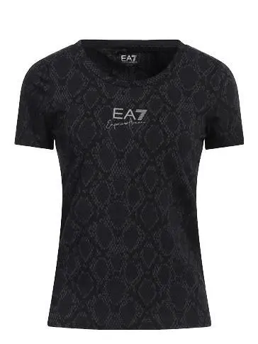 EA7 Organic Cotton Blend Jersey T-shirt - Black