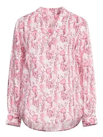 120% Lino Floral-print Linen Kaftan Top - Pink