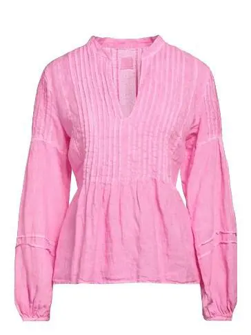 120% Lino Linen Pleated Blouse - Magenta