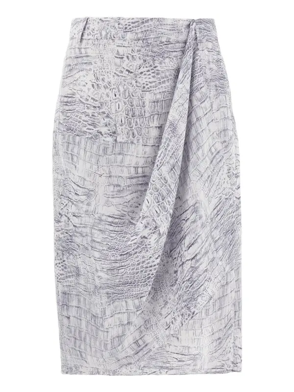 FERRAGAMO Printed Wrap Skirt - Grey