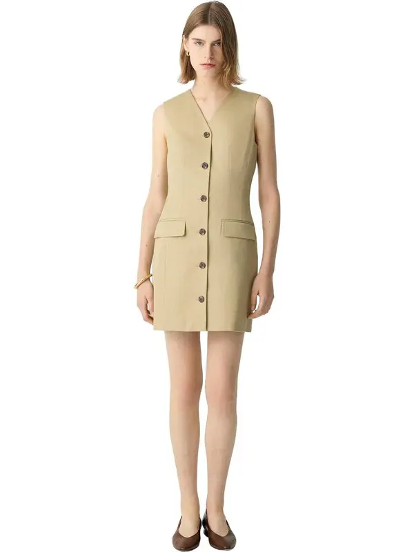 Theory Sleeveless Cotton Chino Blazer Dress - Trench