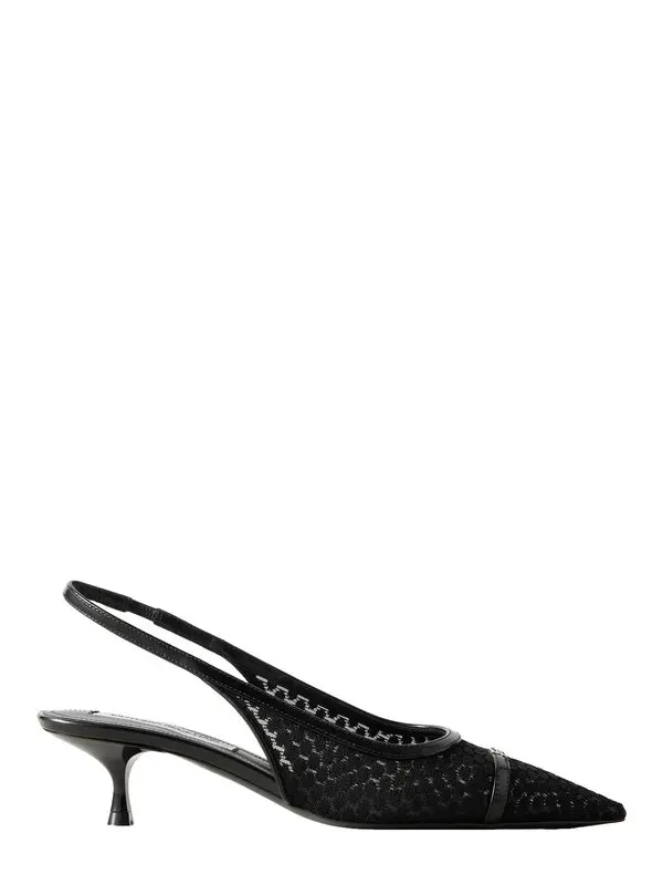 Victoria Beckham Logo-embellished Point D'esprit Slingback Pumps - Black
