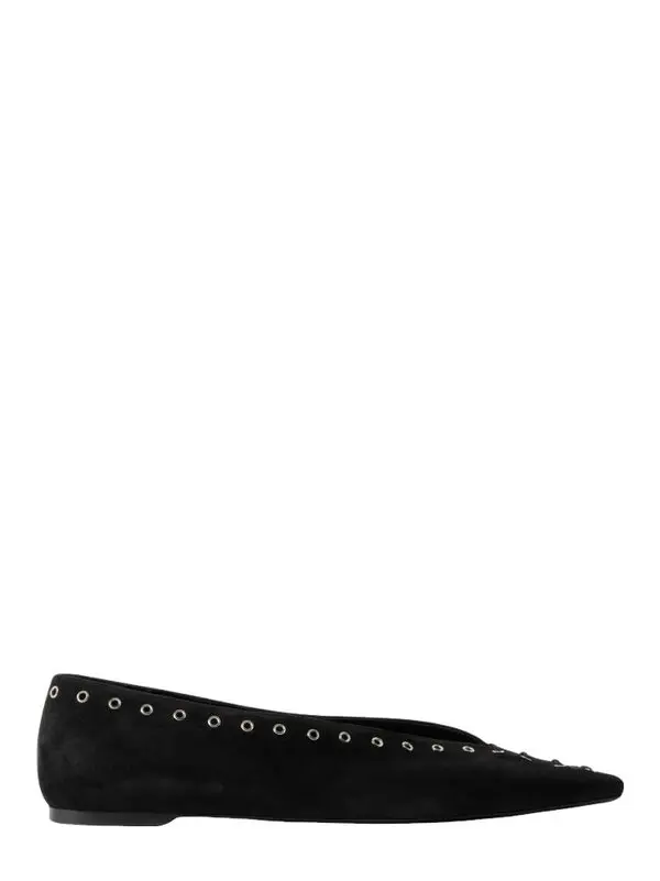 TOTEME Lace-up Suede Ballet Flats - Black