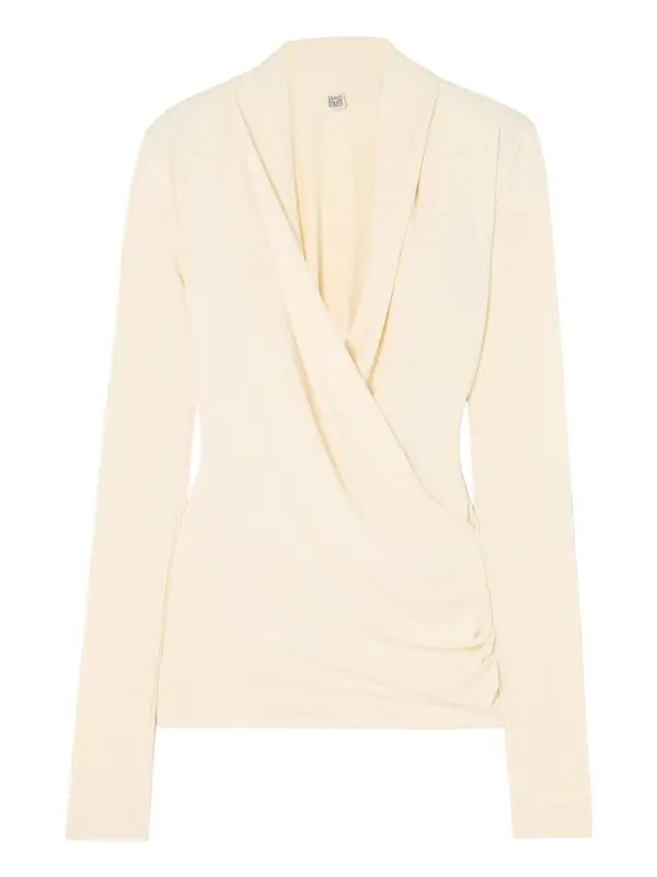 TOTÊME - TOTEME Wrap-effect Draped Stretch-jersey Top