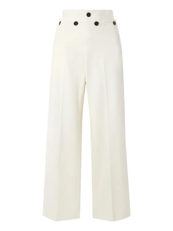 Proenza Schouler Oliver Button-embellished Wide-leg Pants - Off-white