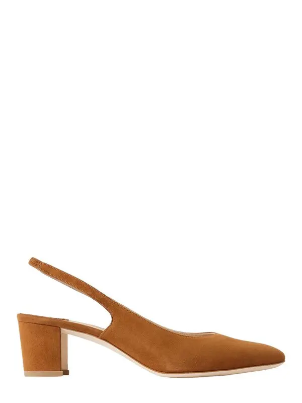 Manolo Blahnik Allurasan 50 Suede Slingback Pumps - Brown