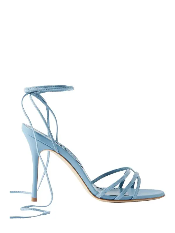 Manolo Blahnik Leva 105 Leather Sandals - Blue