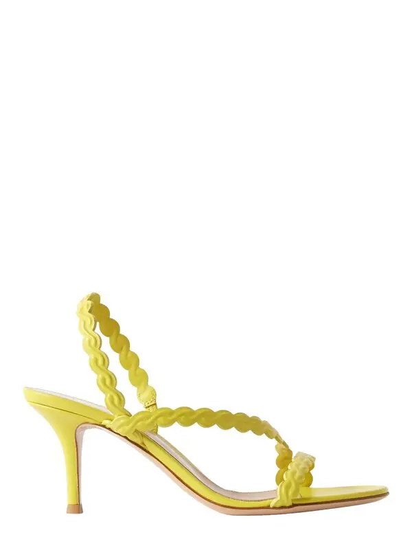 GIANVITO ROSSI 80 Leather Slingback Sandals - Yellow