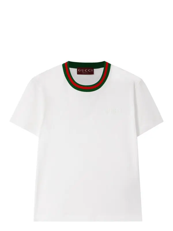 Gucci Striped Cotton-jersey T-shirt - White