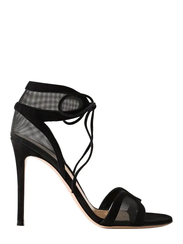 GIANVITO ROSSI Falene 110 Tulle And Suede Sandals - Black