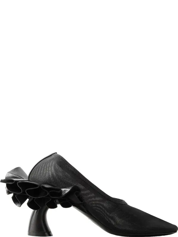Dries Van Noten Leather-trimmed Mesh Pumps - Black